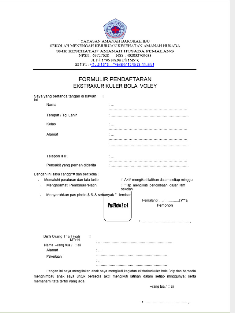 Dokumen - Tips - Formulir Pendaftaran Voli | PDF