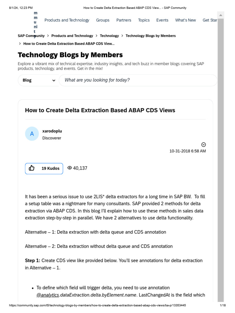 Delta Extraction with ABAP CDS Views | PDF | Artificial Intelligence ...