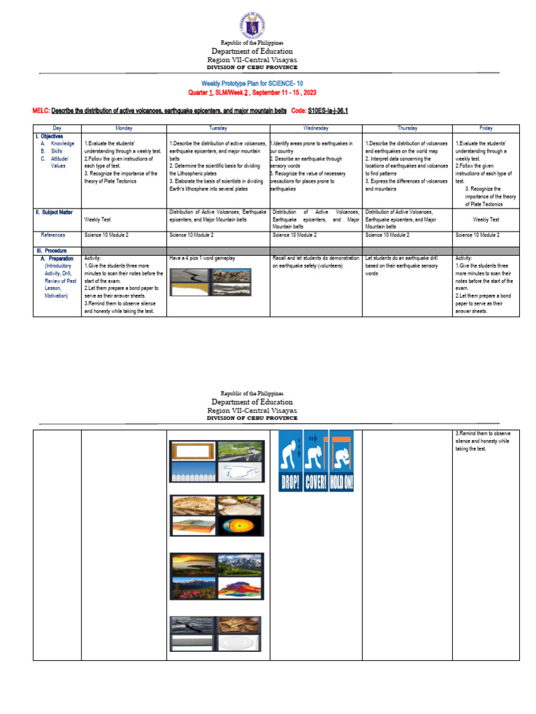 Gr. 10 Prototype LP Science Wk2 (Ok) | PDF | Plate Tectonics | Volcano