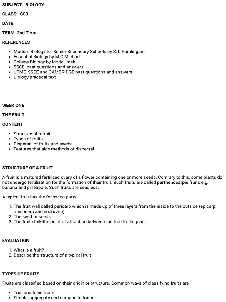 Structure of A Fruit | PDF | Fruit | Horticultural Techniques