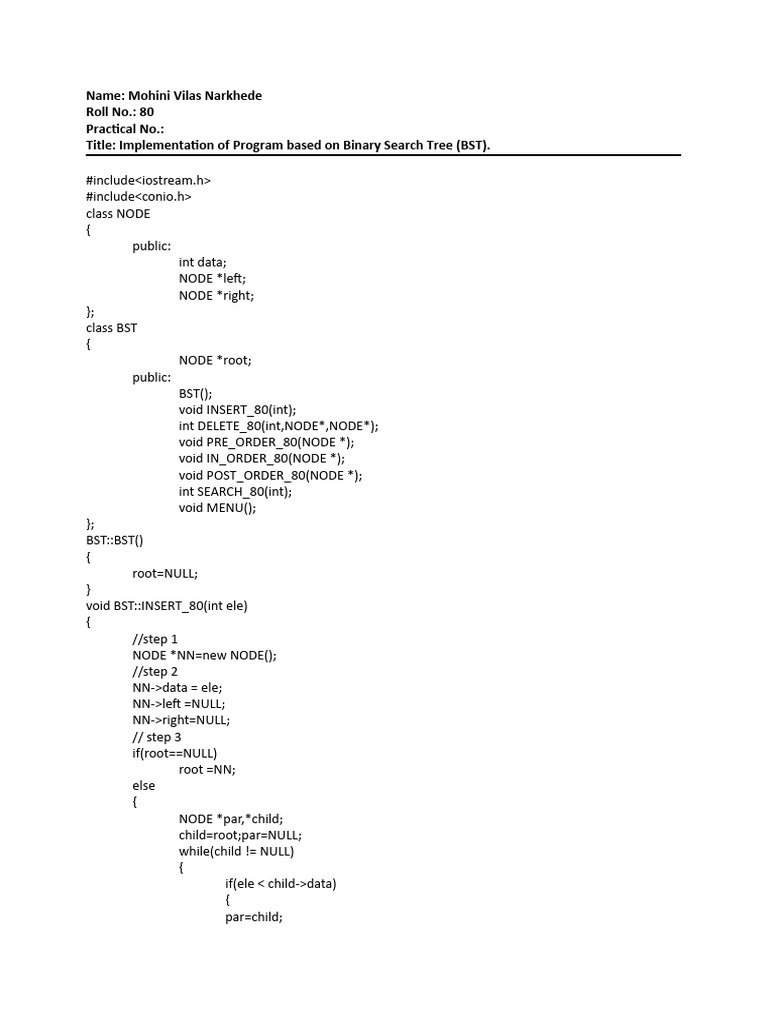 BST Tree 80 | PDF | Computer Programming | Algorithms And Data Structures BST Tree 80 | PDF | Computer Programming | Algorithms And Data Structures