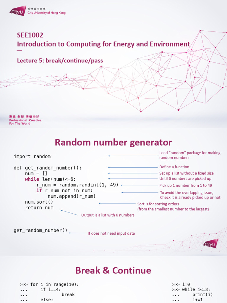 Lecture5 Break Continue Pass | PDF | Software Engineering | Computer Science