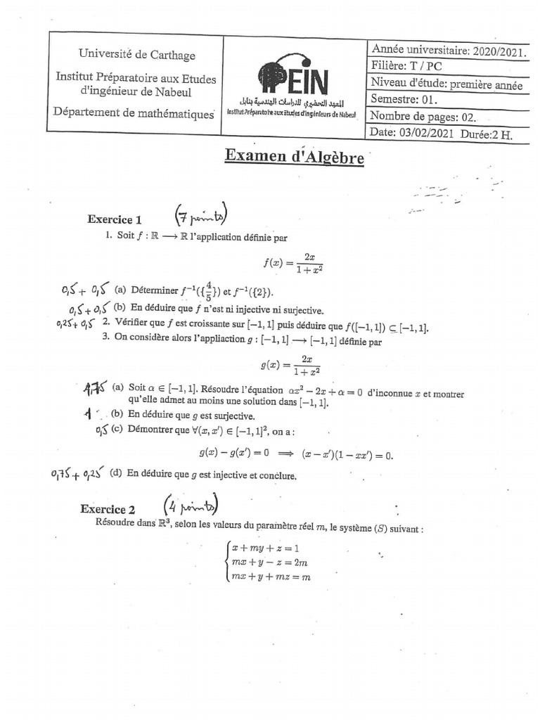 EX N1 Alg PC-PT 2020 | PDF