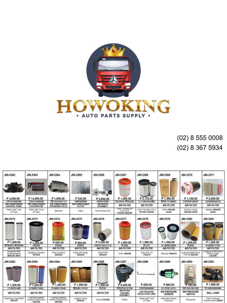 New Parts Catalog for Howo Trucks | PDF | Truck | Clutch