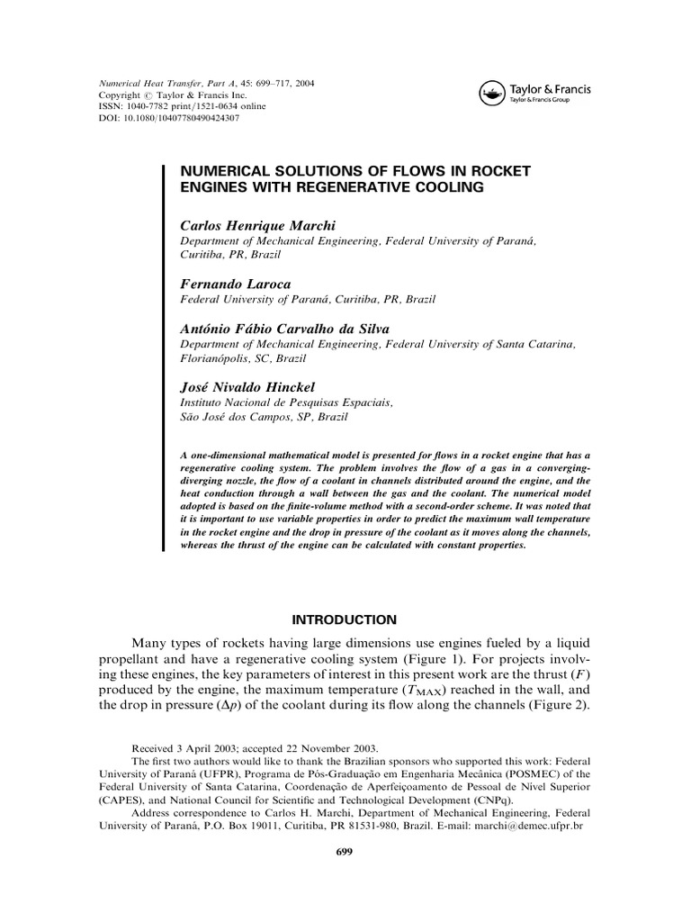 Numerical Solutions of Flows in Rocket Engines With Regenerative Cooling | PDF | Rocket Engine ...