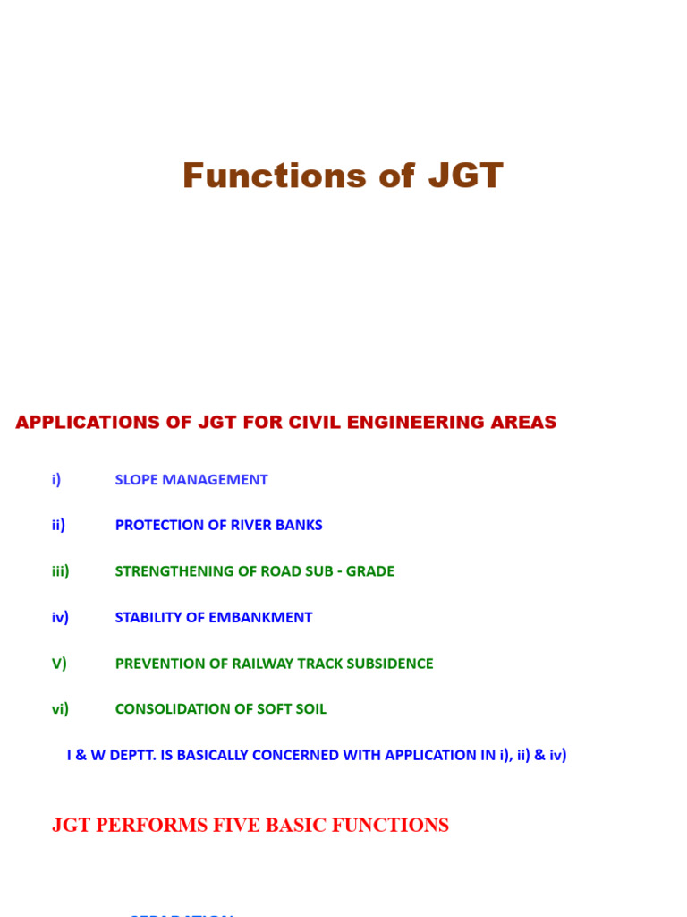 Functions of JGT | PDF | Erosion | Surface Runoff