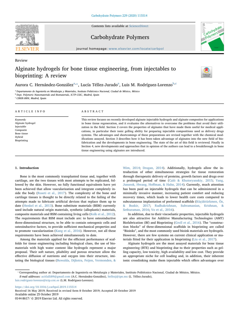 Review Alginate | PDF | Gel | Cross Link