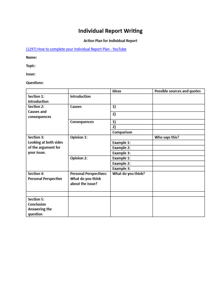 Individual Report Plan | PDF | Question | Cognition