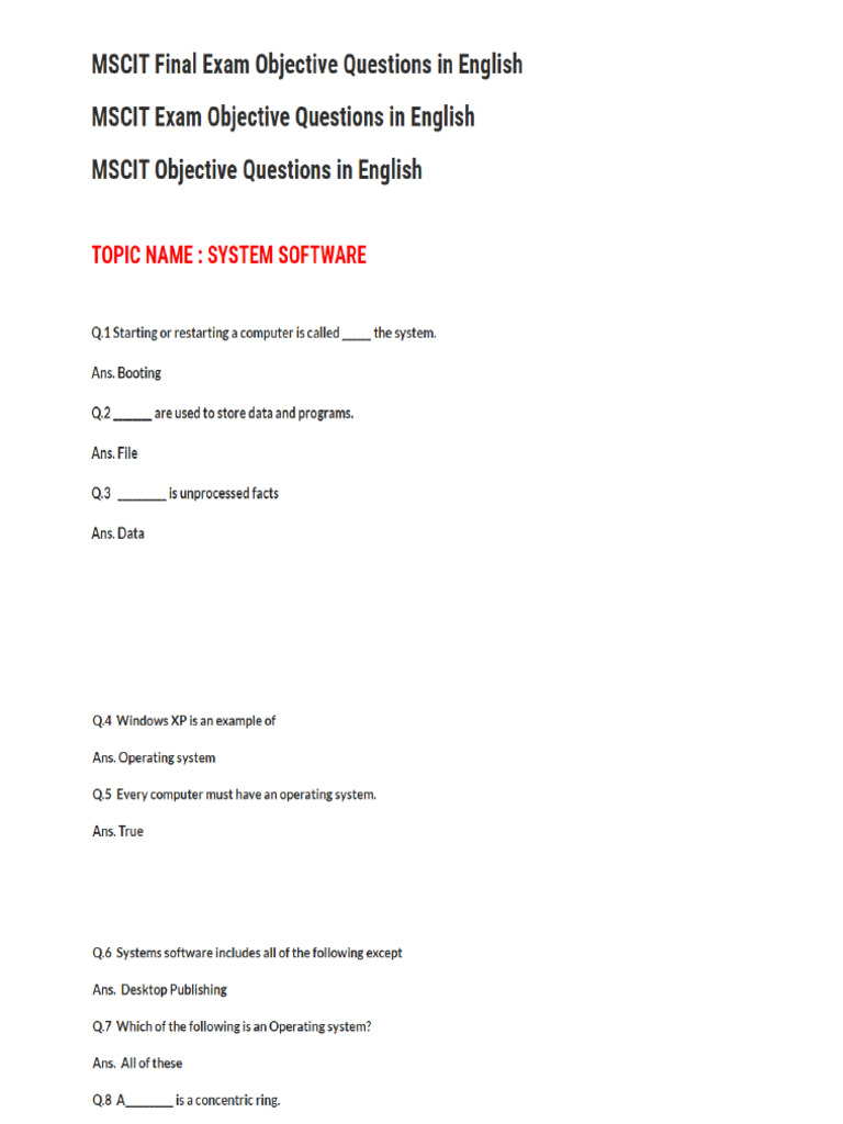 Ms-Cit Imp Questions | PDF