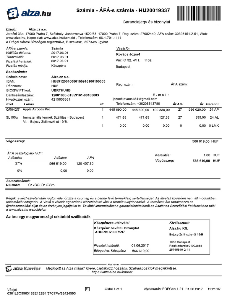 Alza - Hu Invoice | PDF
