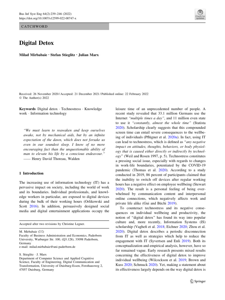 Digital Detox | PDF | Stress (Biology) | Psychology
