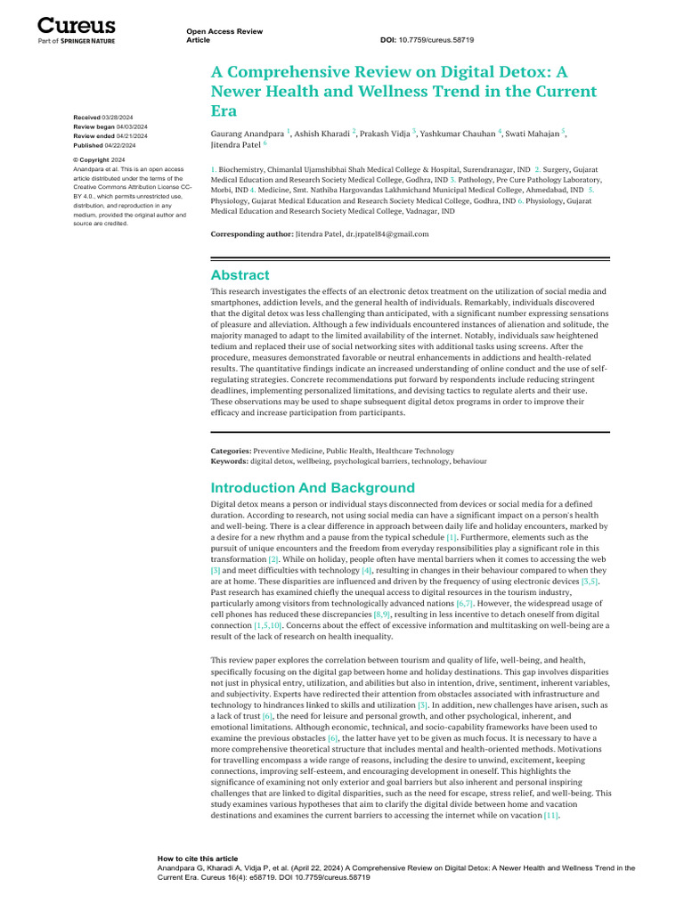 Cureus 0016 00000058719 | PDF | Social Media | Popular Culture & Media Studies