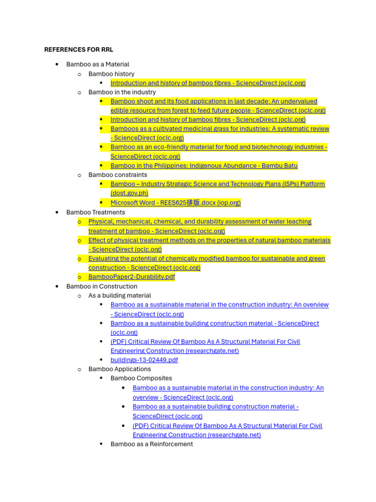 References For RRL | PDF | Composite Material | Bamboo