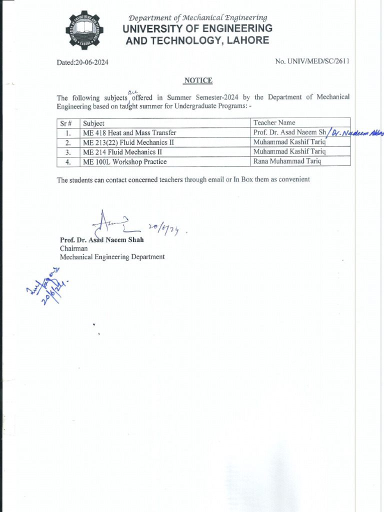 Offered Subjects in Summer 2024 | PDF