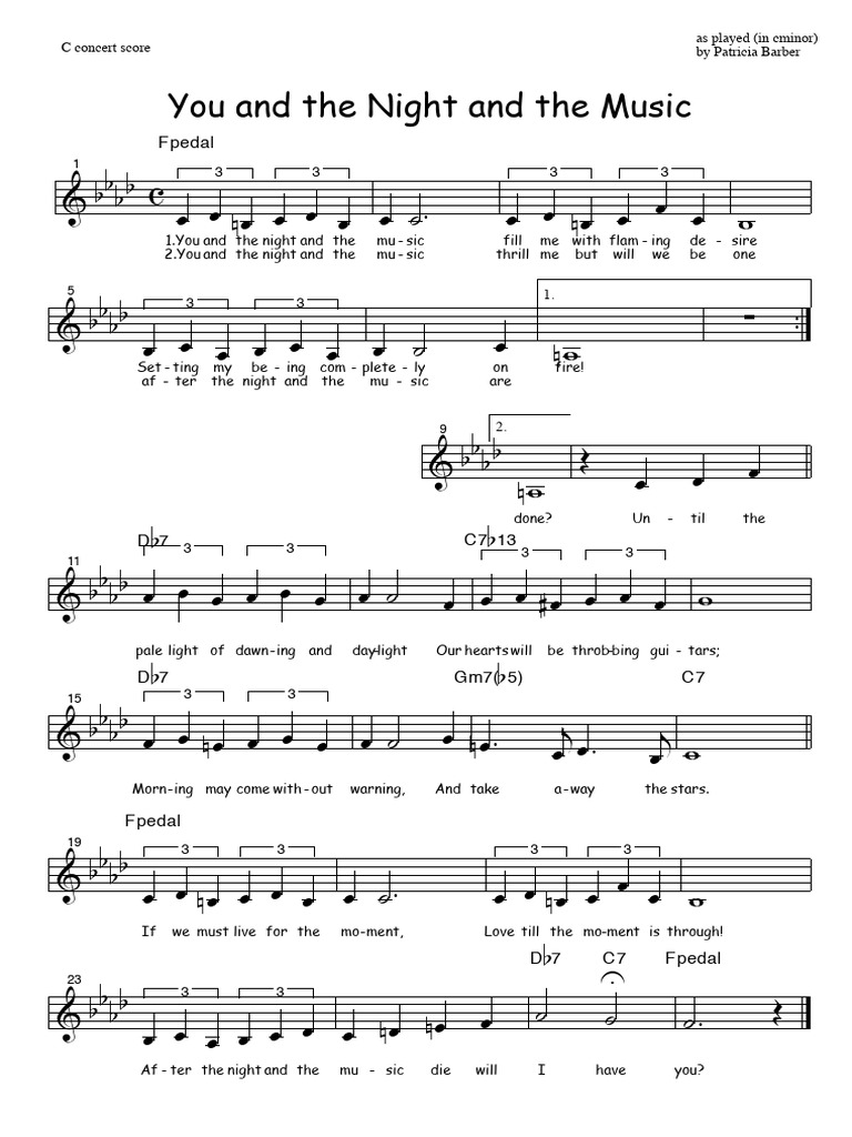You and the Night and the Music Score | PDF