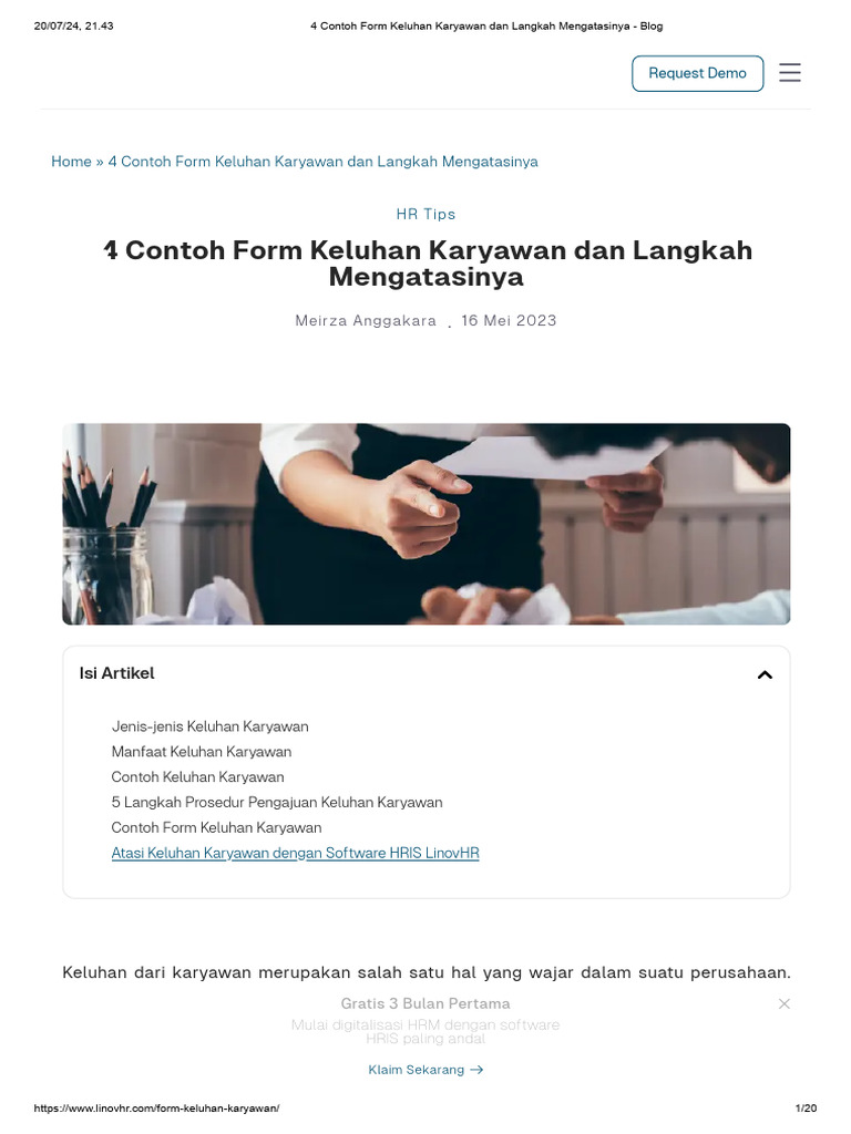 Contoh Form Keluhan Karyawan | PDF