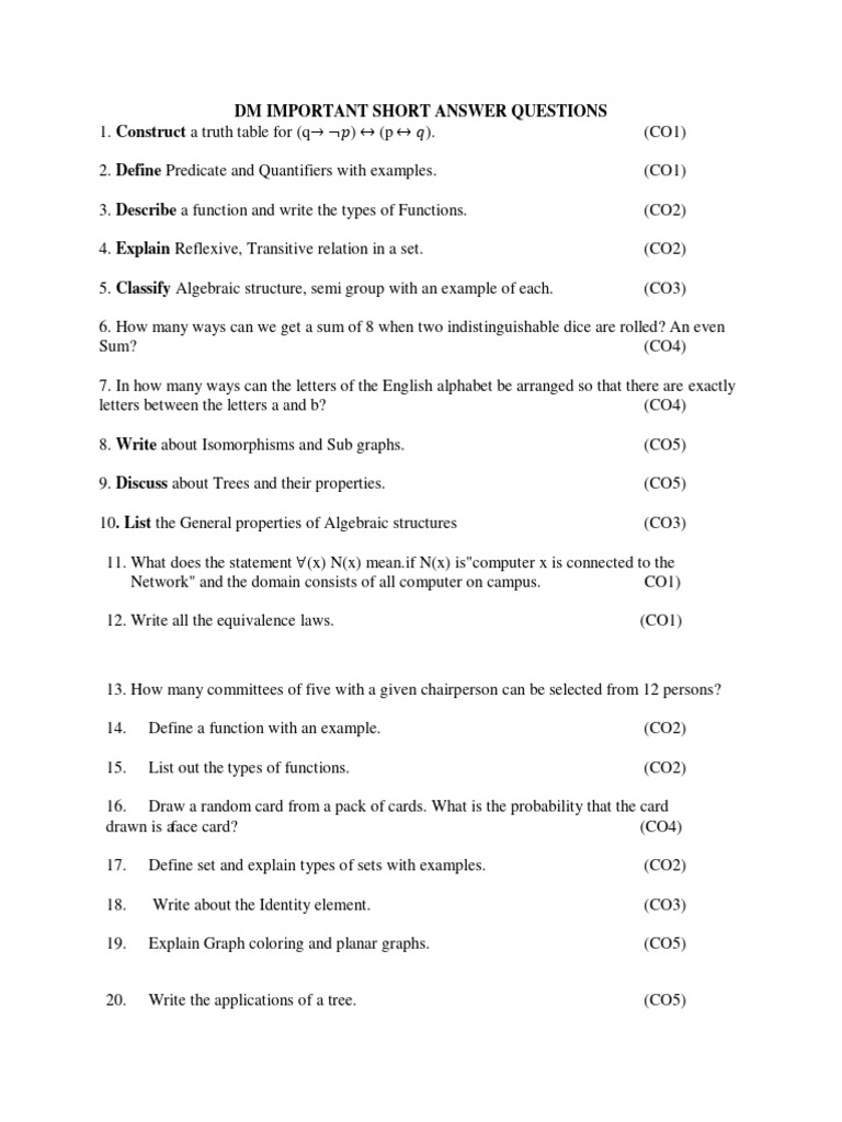 Discrete Math Exam Prep | PDF | Teaching Methods & Materials | Science ...