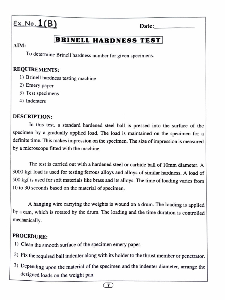 Brinell Hardness Test Procedure Guide | PDF | Hardness | Mechanical ...