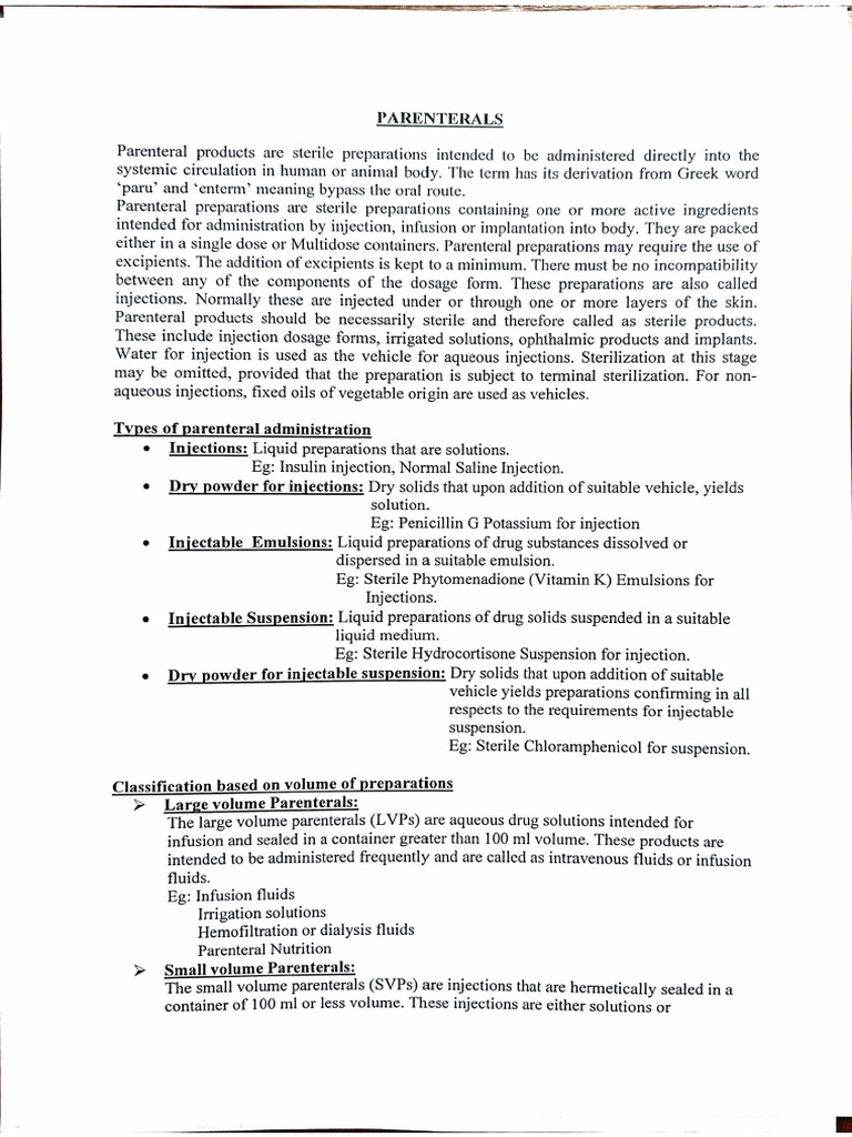 Parenterals IP | PDF
