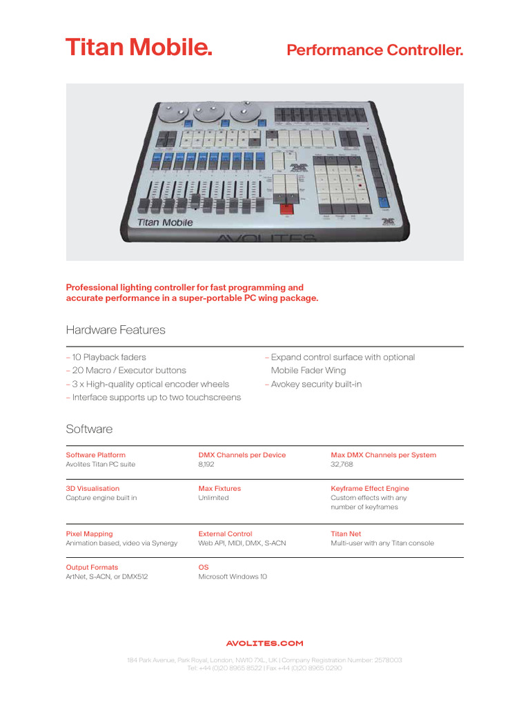 Avolites Titan Mobile Lighting Controller | PDF | Personal Computers | Usb