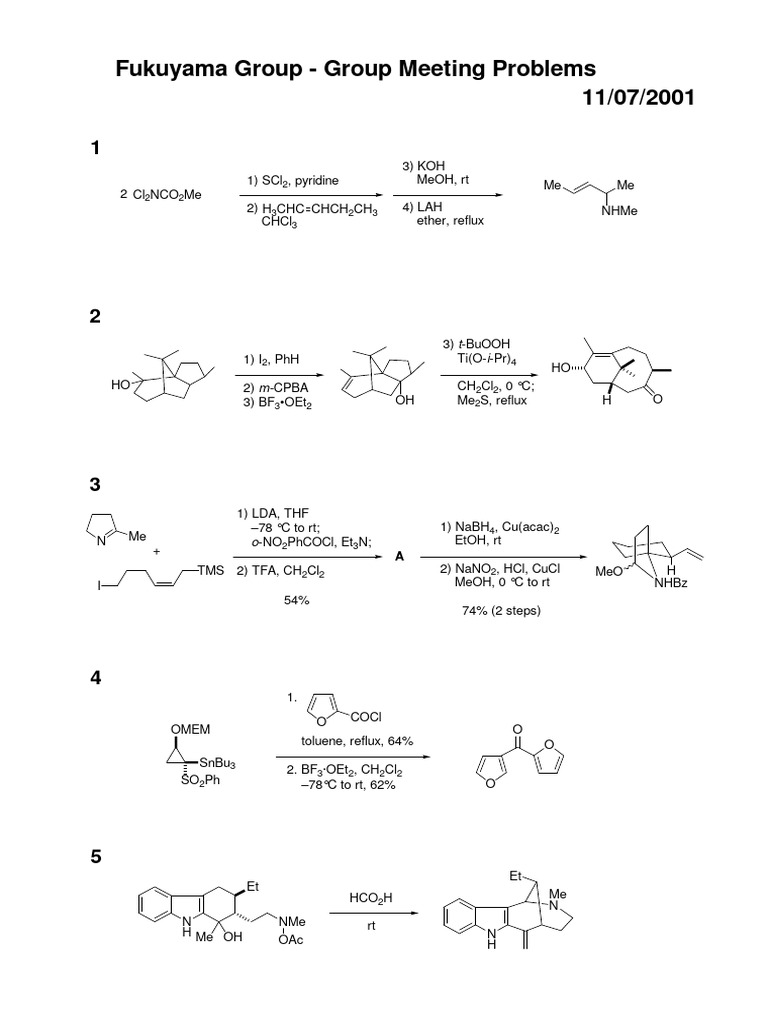 Fukuyama Group Group Meeting Problems 11 07 2001 PDF Molecules