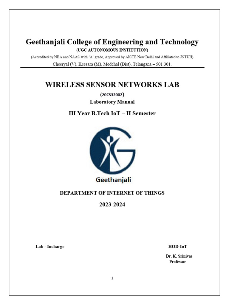 WSN Lab Manual | PDF | Engineering | Wireless Sensor Network