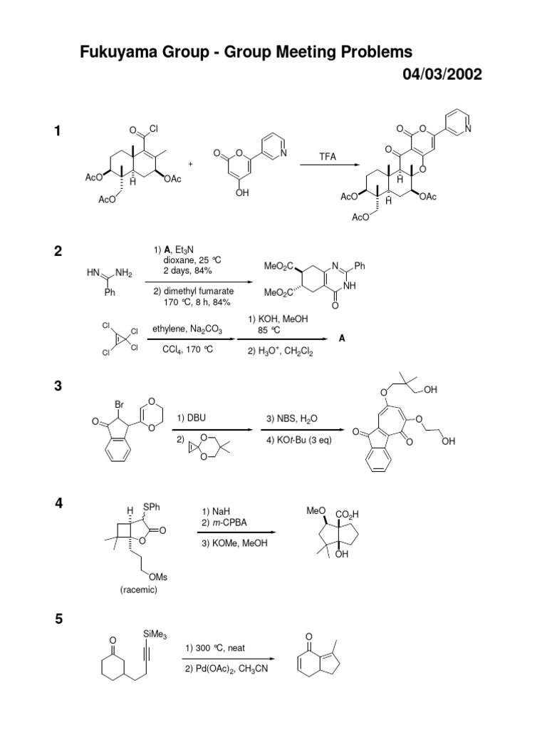 Fukuyama Group - Group Meeting Problems 04/03/2002: CL CL CL CL | PDF | Chemical Compounds ...