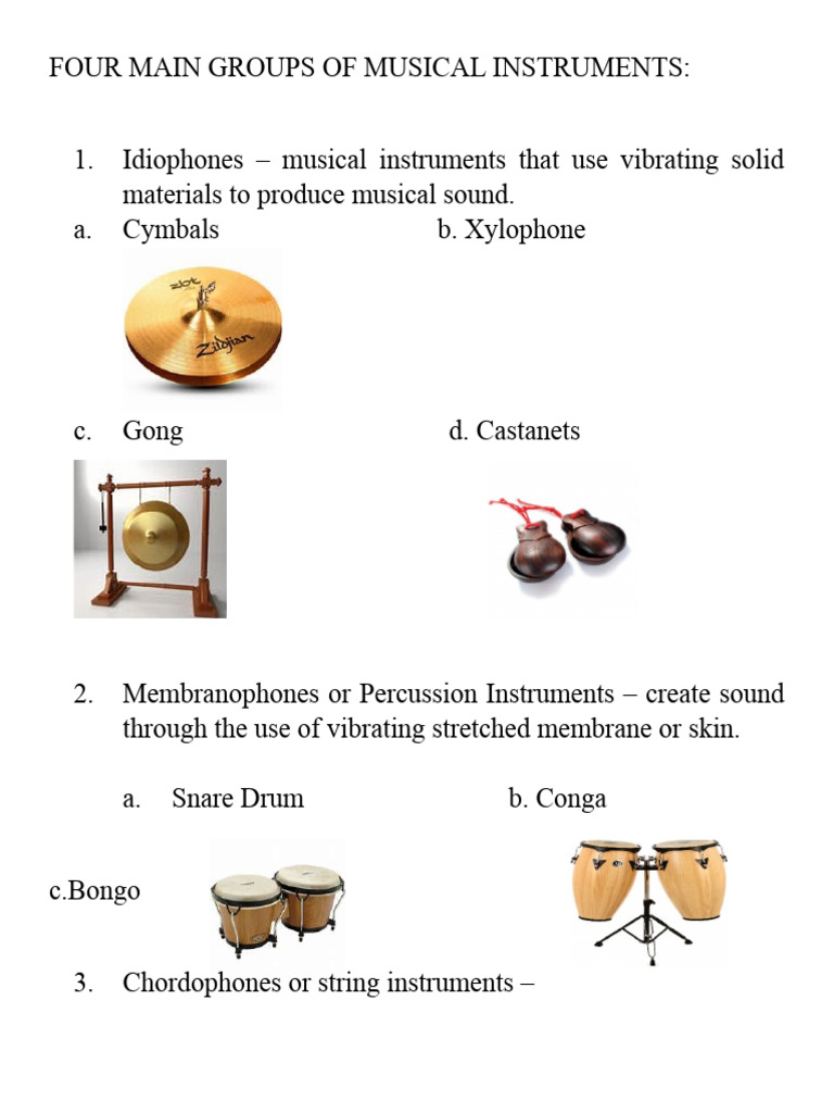 Four Main Groups of Musical Instruments | PDF