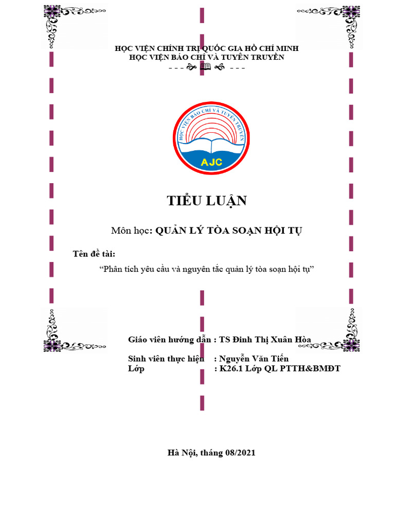 15. Nguyễn Văn Tiến - K26.1 QLPTTH&BMDT - Tiểu Luận Hết Môn Học Quản Lý ...