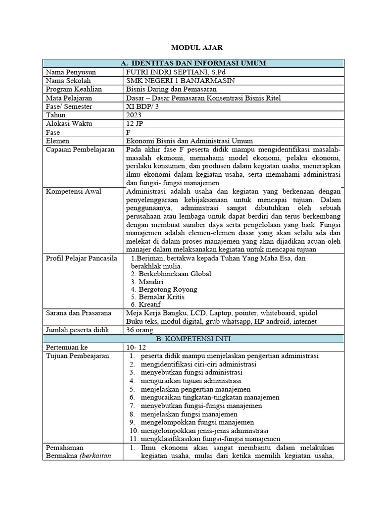 CP Elemen 1 Tema Adm Manaj | PDF