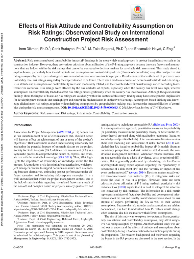 Dikmen Et Al 2018 Effects of Risk Attitude and Controllability ...