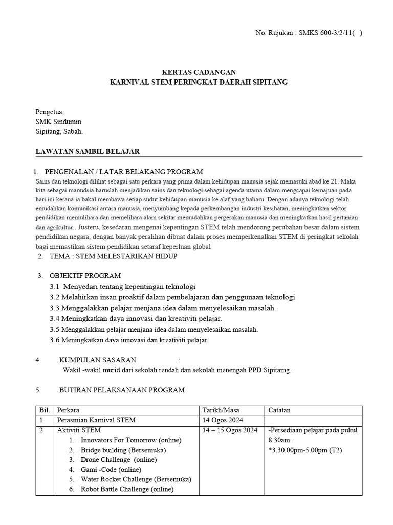 Kertas Kerja Karnival STEM 2023 | PDF