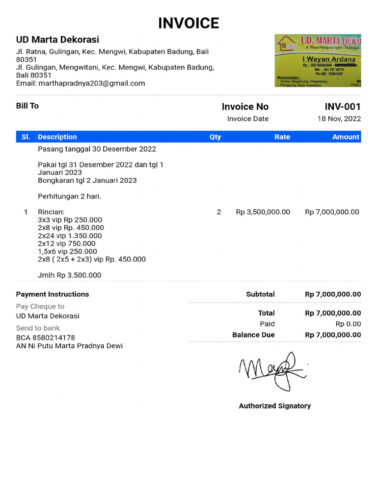 Invoice INV 001 | PDF