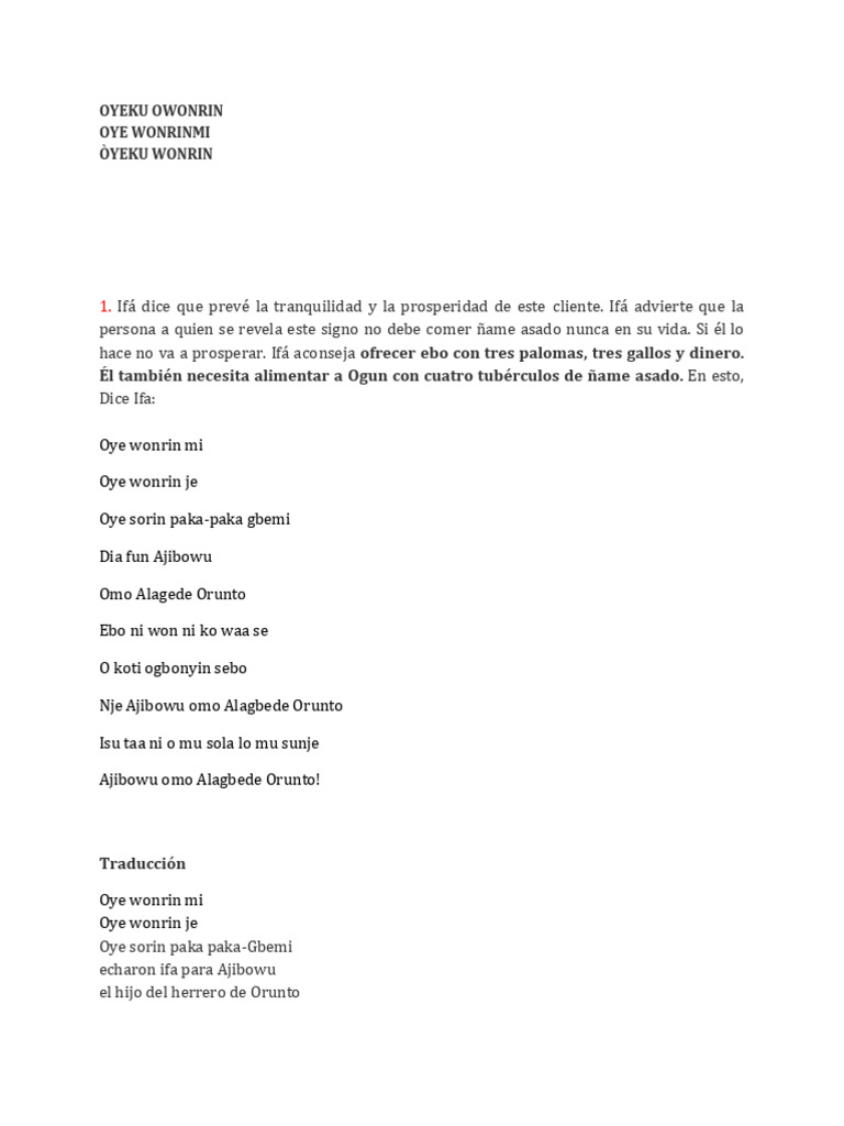 Oyeku Owónrin: Consejos de Ifá | PDF | Santeria