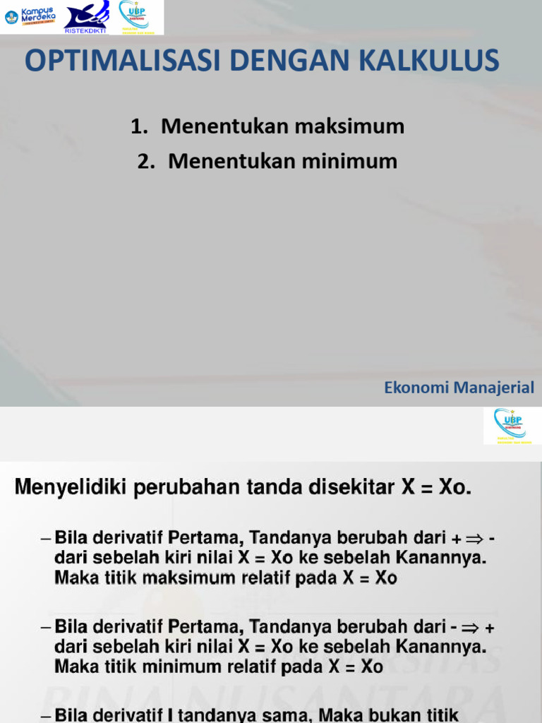 Optimasi Kalkulus Dan Dengan Kendala Metode Subtitusi 2024 | PDF | Metode & Bahan Ajar