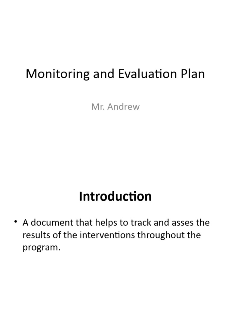 Monitoring and Evaluation Plan | PDF | Evaluation | Risk