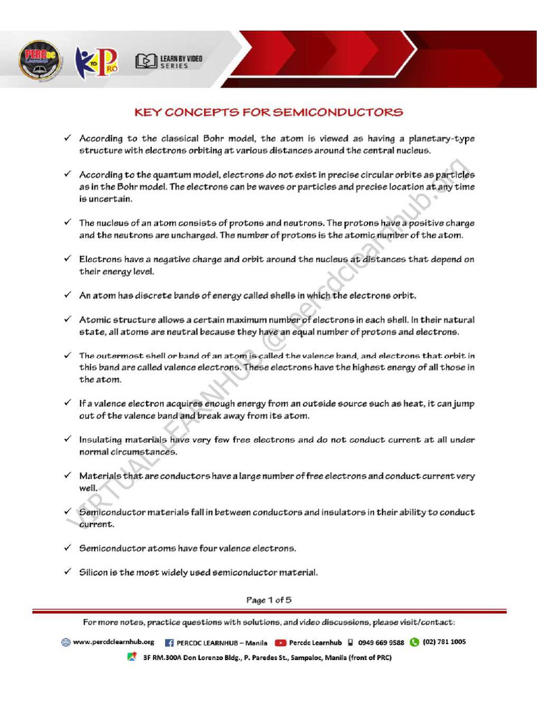 02 Key Concepts For Semiconductors | PDF
