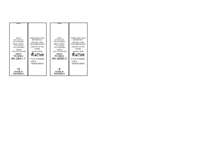 PT. SJS - S4A Q1 2025) CARE LABEL PO SHEET - 64-2841-1 - SD - 64-2859-3 ...