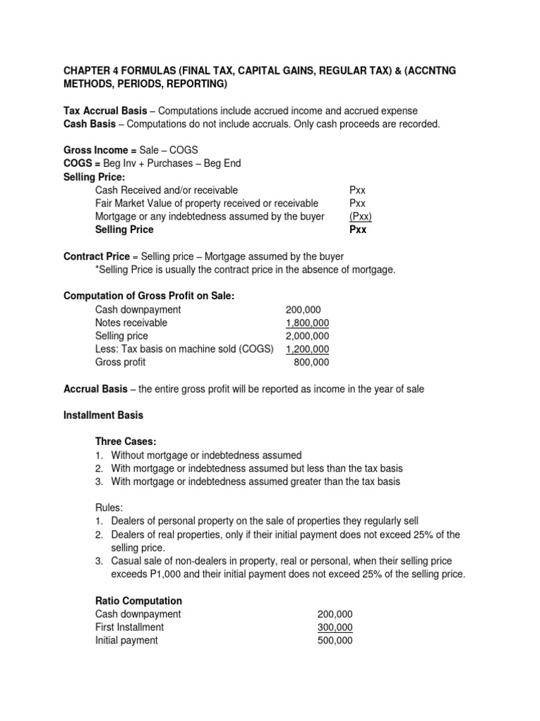 Final Tax Computations and Formulas | PDF | Capital Gains Tax | Capital ...