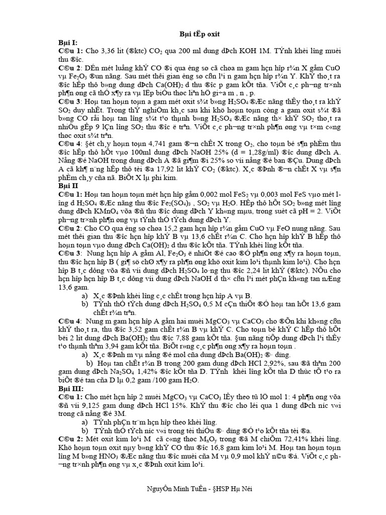 HOA HOC Cac Bai Tap Ve Oxit | PDF