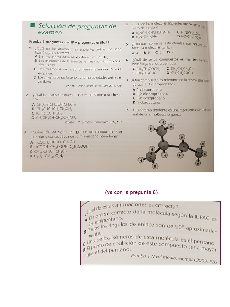 Organic Chem Worksheet Spanish | PDF