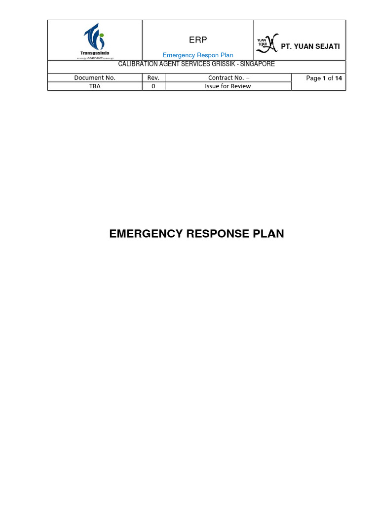 Emergency Response Plan (ERP) TGI BATAM JAMBI | PDF