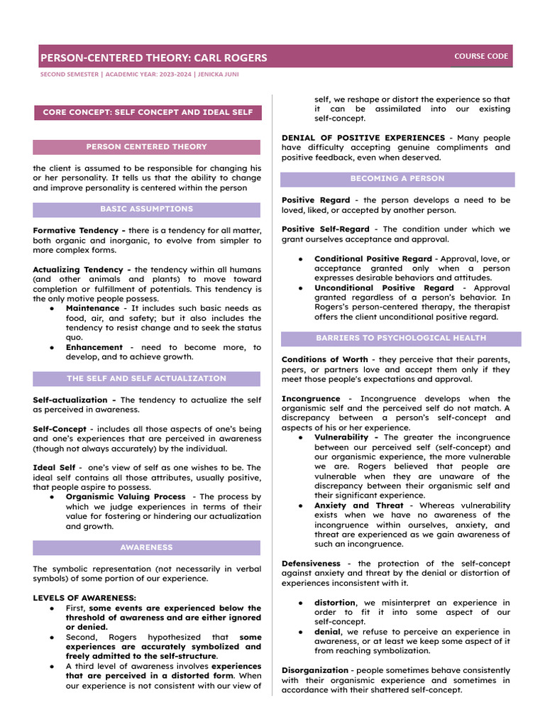 Rogers | PDF | Self Concept | Psychology