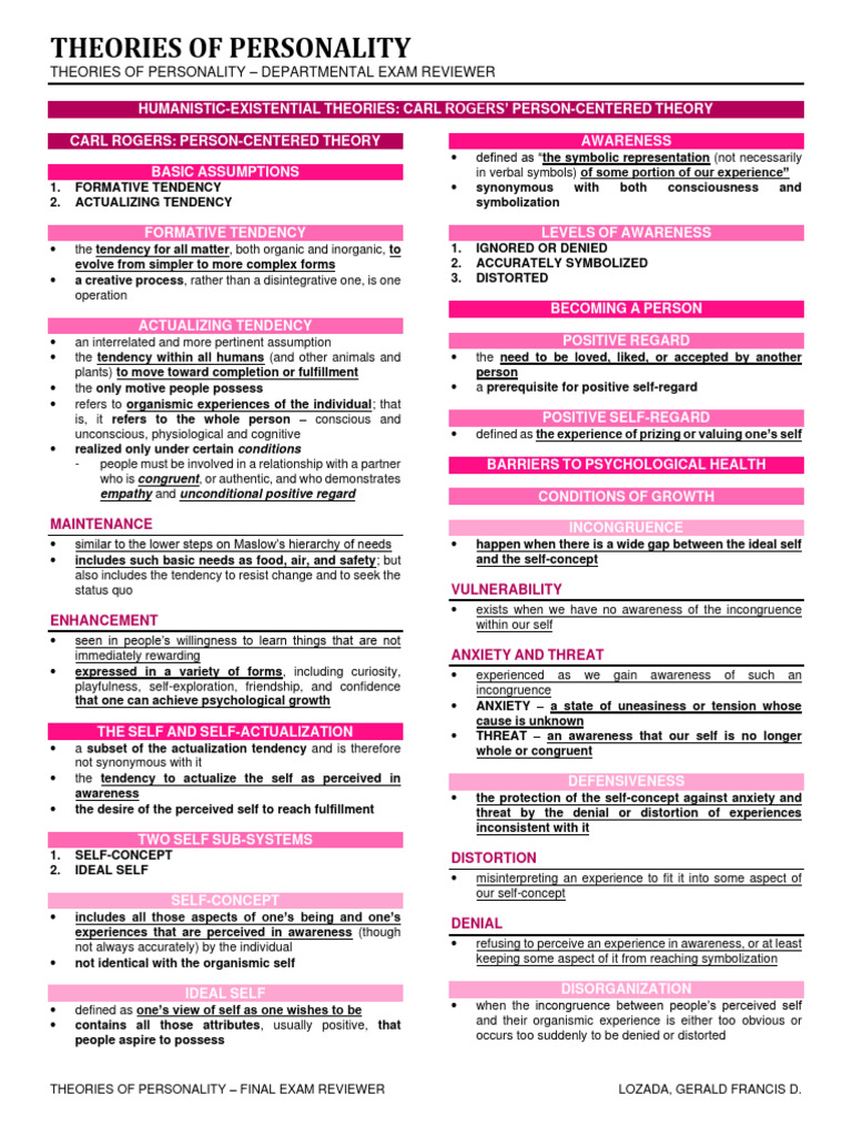 Theories of Personality Exam Reviewer | PDF | Reinforcement ...