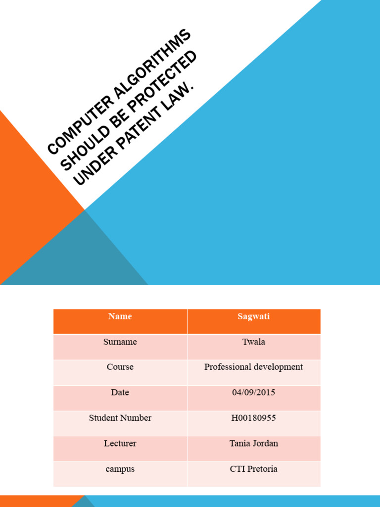 PD Presentation | PDF | Patent | Patentability