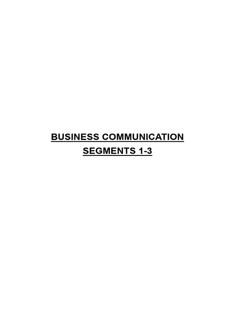 Business Communication 1-3 | PDF | Communication | Nonverbal Communication