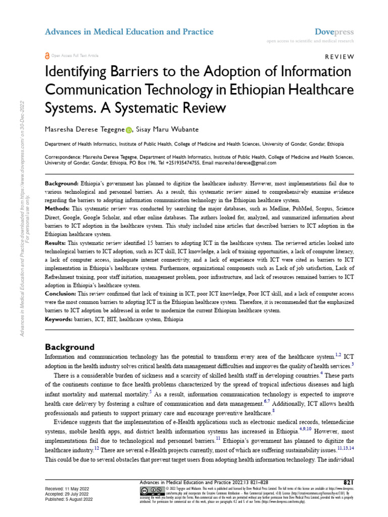 AMEP 374207 Identifying Barriers To The Adoption of Information ...