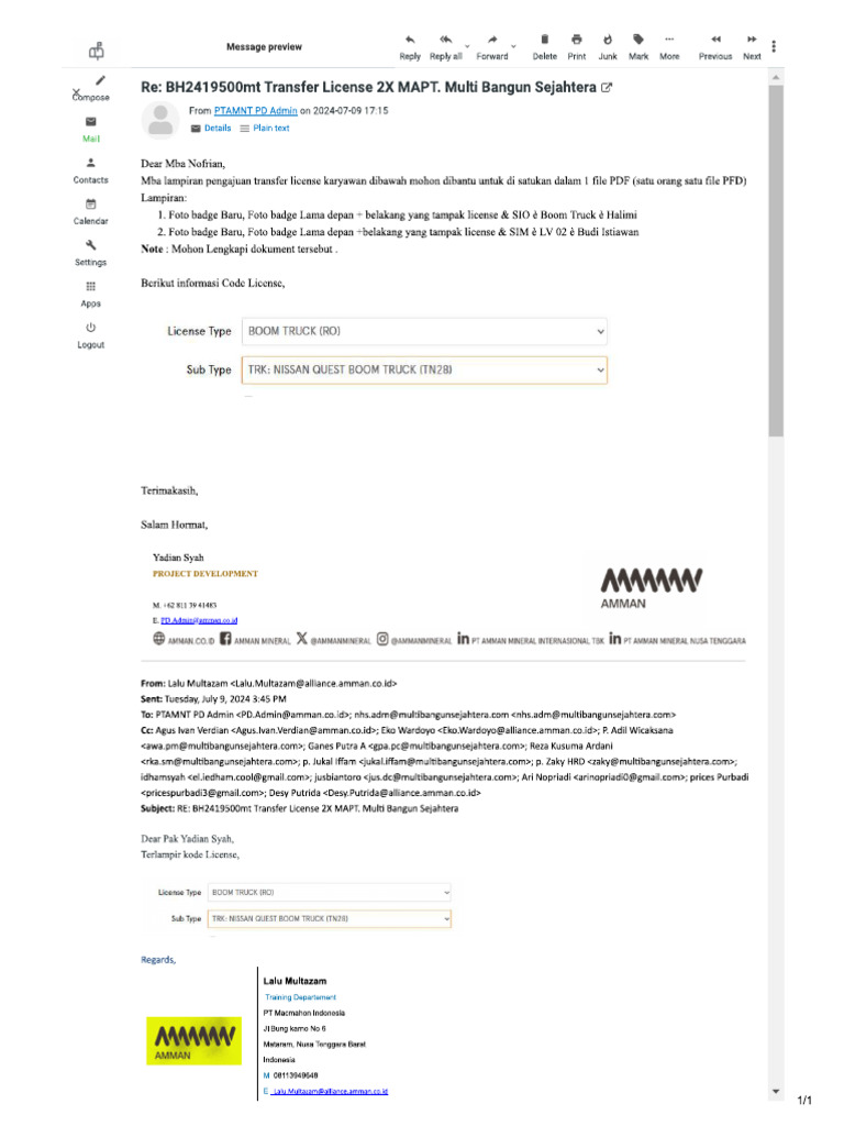 TMC Transfer License | PDF