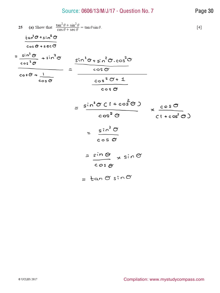 10 CIE IGCSE Additional Mathematics Topical Past Paper Trigonometry ...