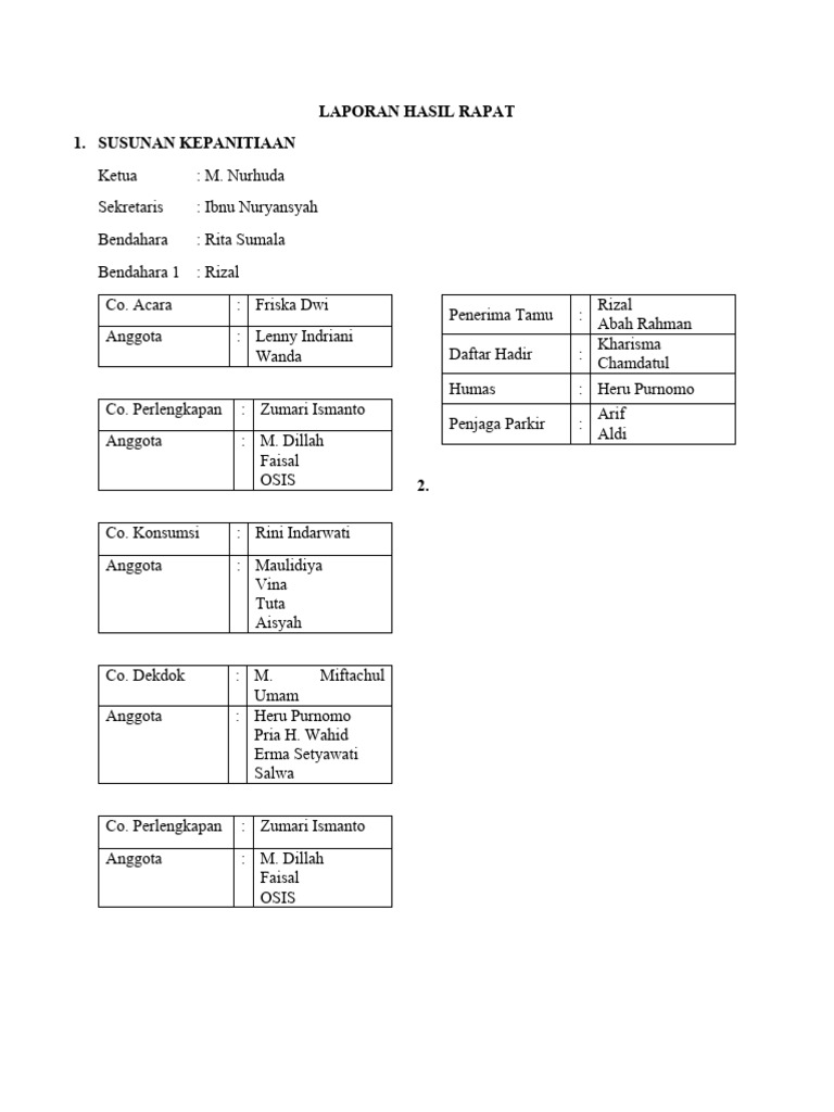 Laporan Hasil Rapat | PDF